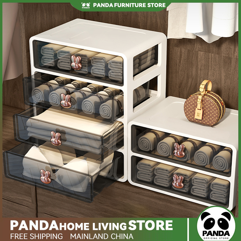 Stackable Drawer Storage Box Wardrobe Cabinet Organizer Plastic ...