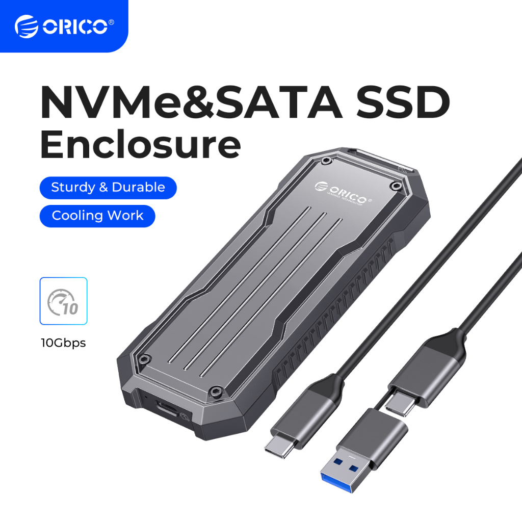 ORICO M.2 NVME SSD Enclosure 10Gbps with Lanyard M.2 NVMe/SATA Dual ...