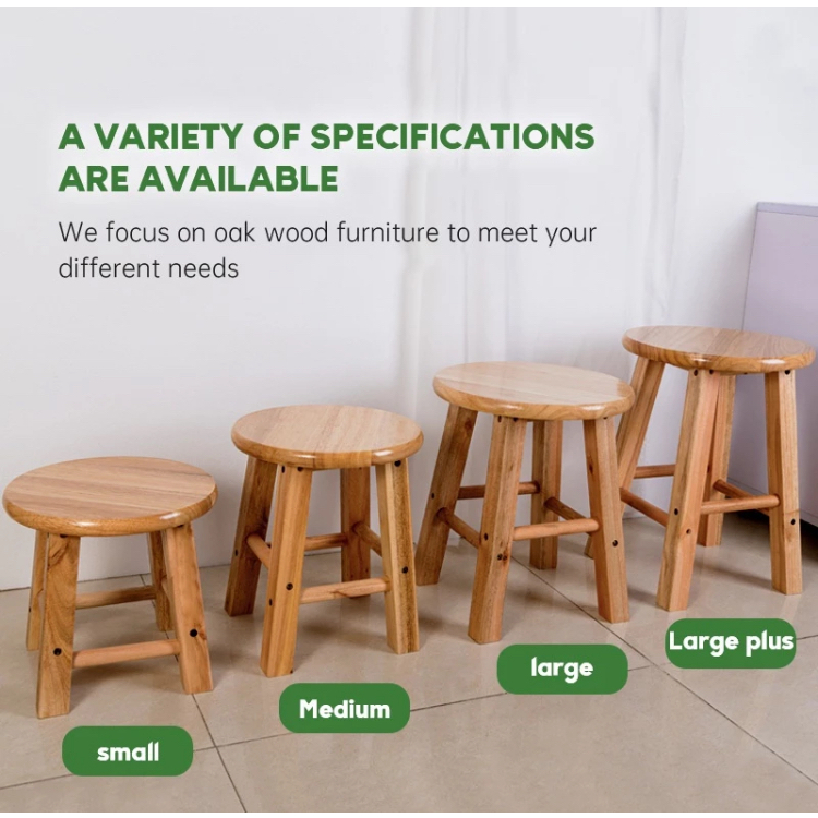 Solid Wood Stool Chair Small Round Stool Wooden Stool Household Oak ...