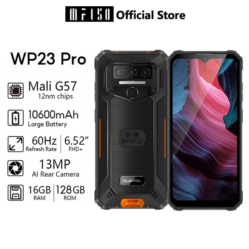 OUKITE WP23 Pro Rugged Smartphone (6.52“ HD+ 10600 mAh 16GB+128GB ...