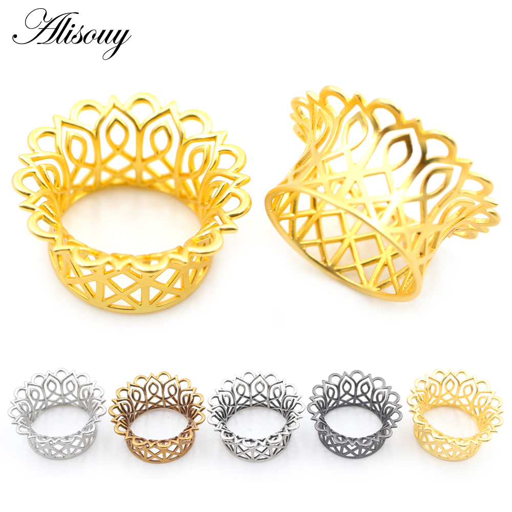 Alisouy 1 Piece 6-25mm Copper Hollow Flower Pattern Ear Tunnels Plugs ...