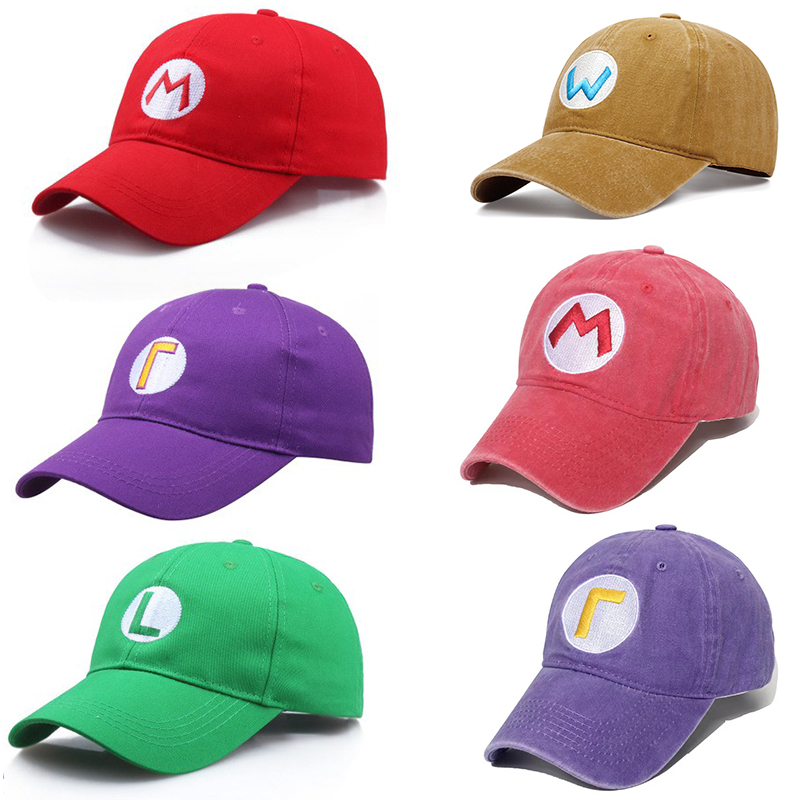 Super Mario Mario baseball cap embroidered cotton sun hat Mario cartoon ...