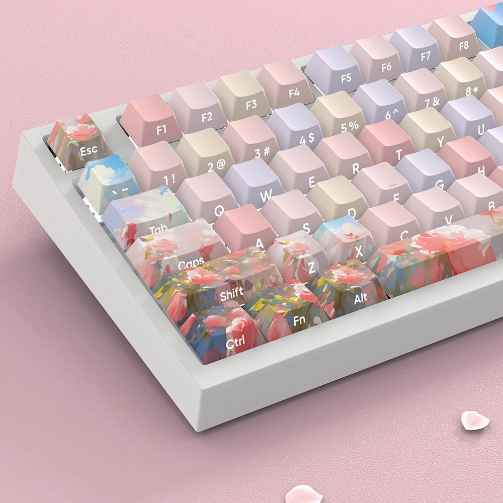 Colorful Rose Keycaps Backlit Side/Top Print Key Cap Cherry Profile PBT ...