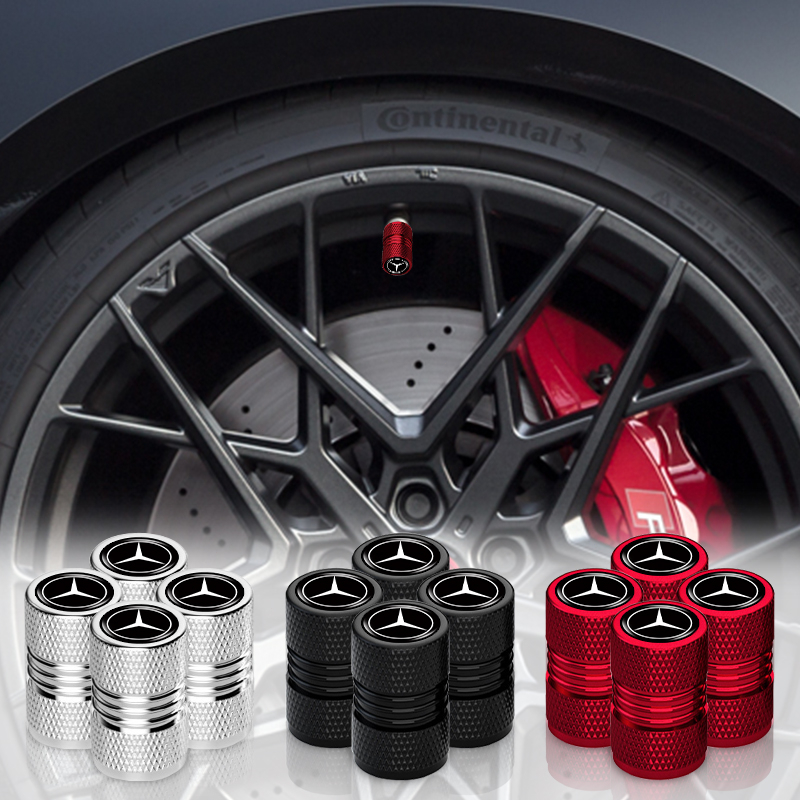 4pcs Aluminium Alloy Car Tire Anti-leak Cap Double Threaded Styling Car ...