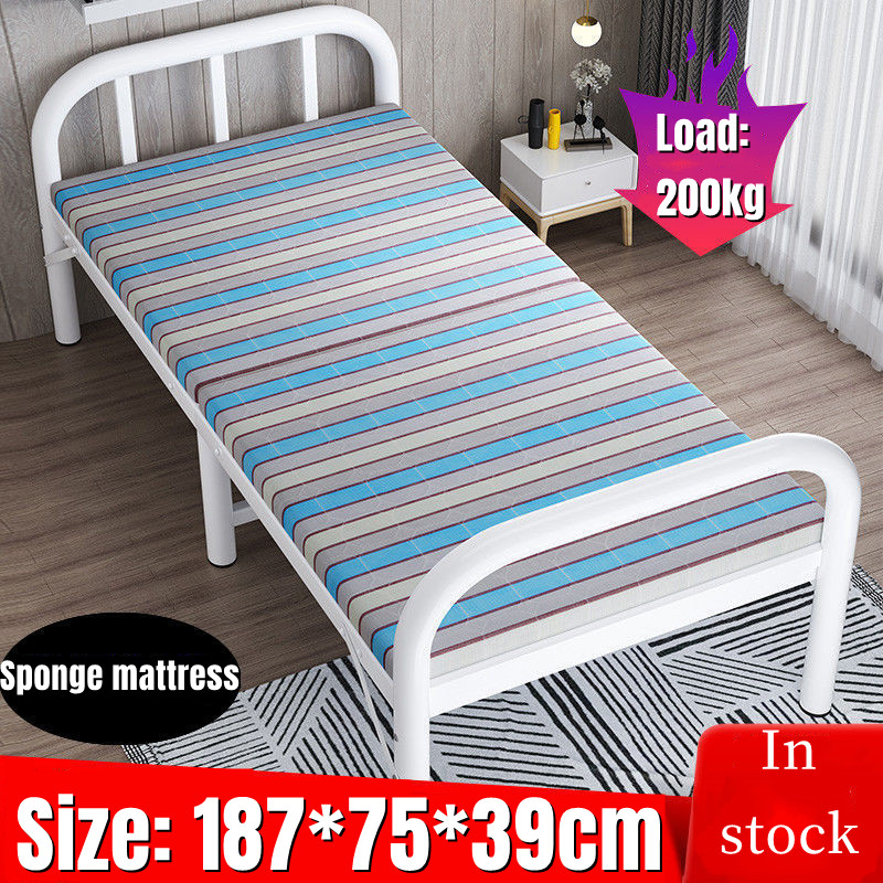 SG STOCK Foldable Single Bed Grade Folding Bed Portable Mattress Lunch ...