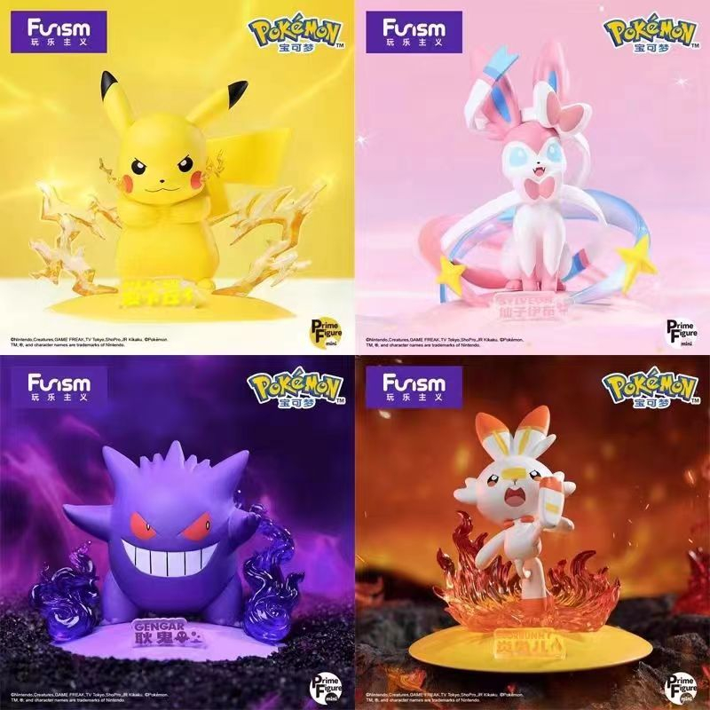 Pokemon figure 9cm with PVC box packing Pikachu Gengar Eevee Pokemon ...