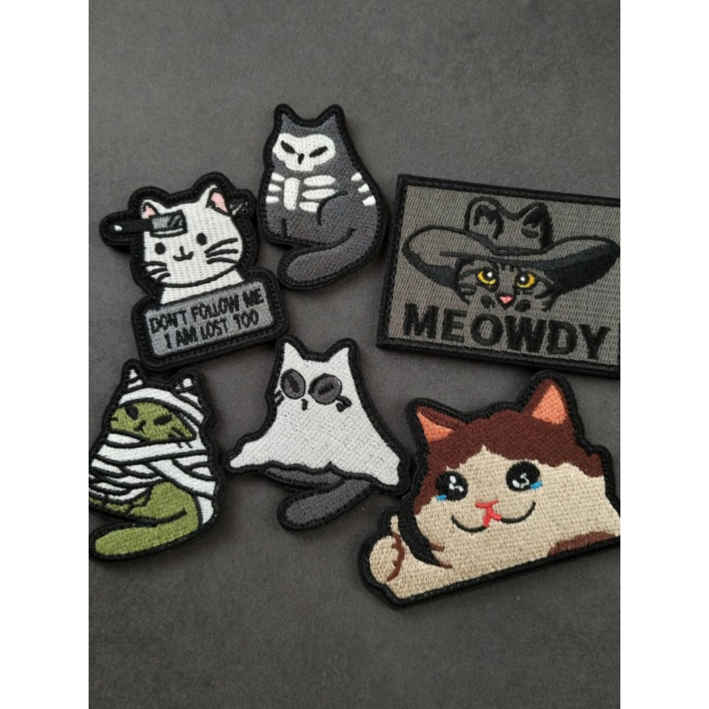 Velcro Patch 3D Embroidery MEOWDY Luminous Cat Personality Cartoon Cat ...