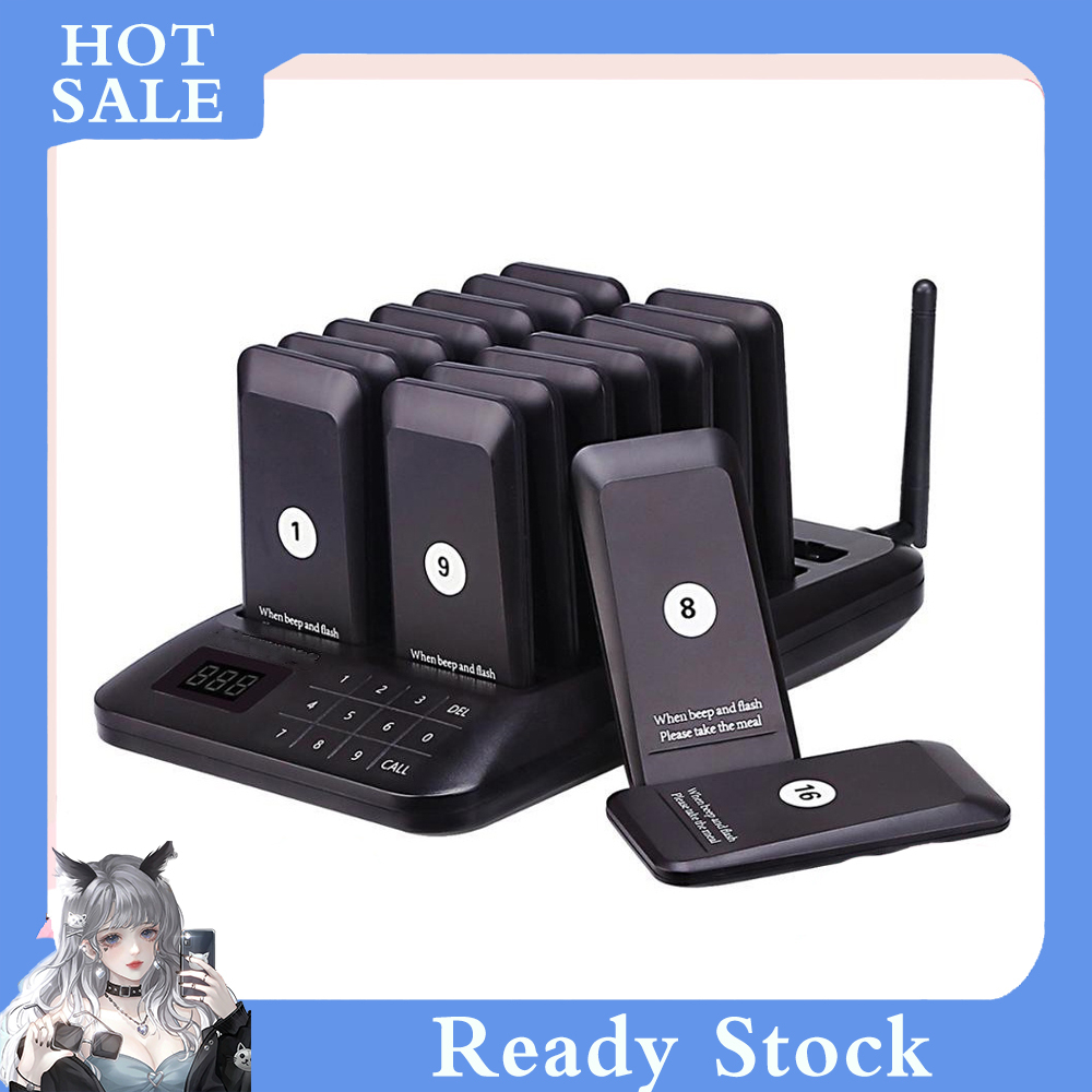 Restaurant Pager Calling System With 16 Pager Receivers For Food ...