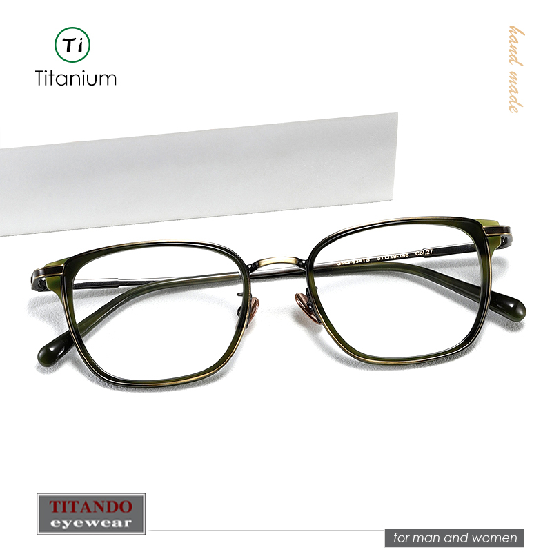 Japanese Casual Style Titanium Acetate Fiber Combination Square Glasses ...