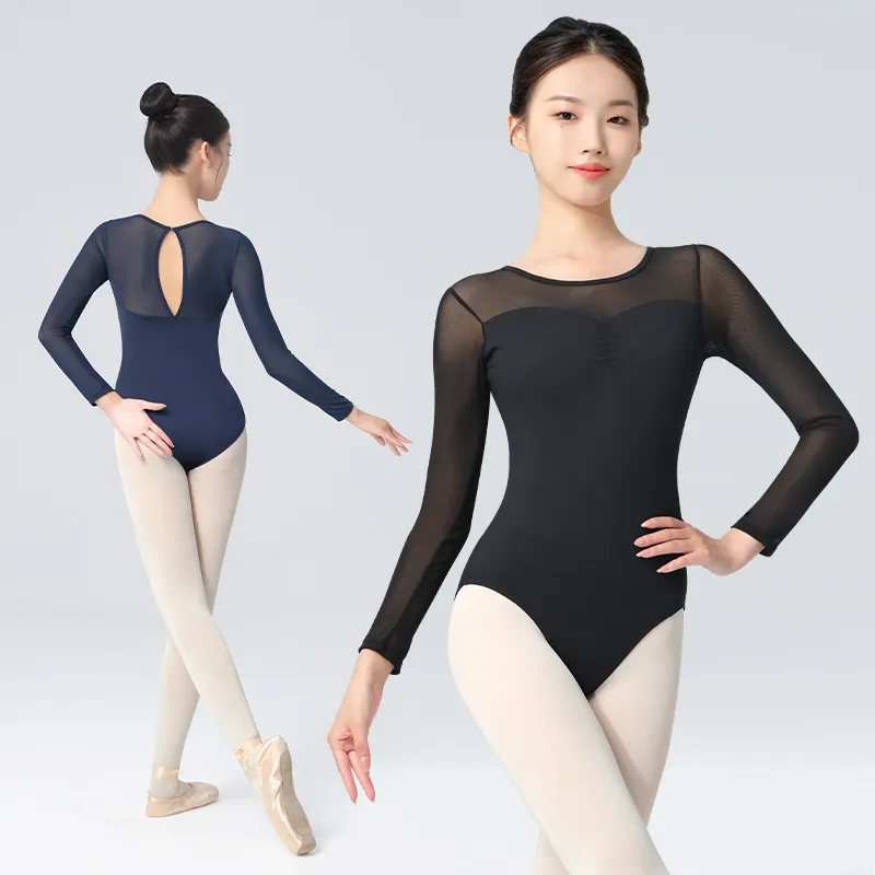 Ballet Leotard Adult Women Mesh Long Sleeve Dance Bodysuits | Shopee ...