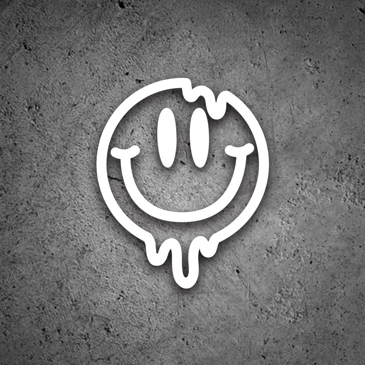 [A765] Melting Smiley Face Reflective Sticker Emoticon Heating Hollow ...