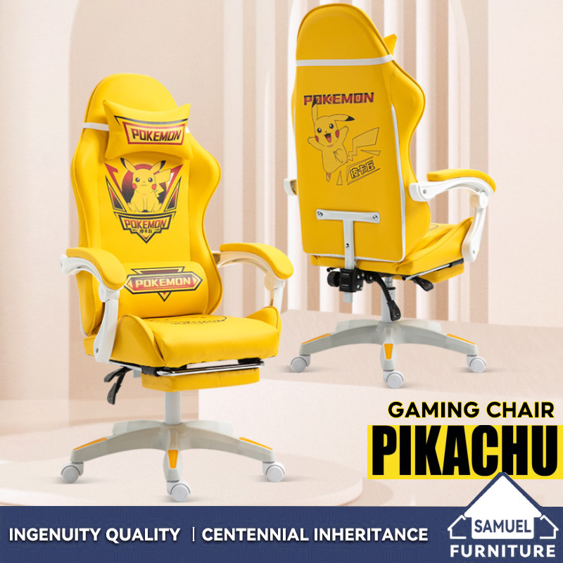 Game Chair Ergonomic Pikachu Computer Chair With Retractable Footrest ...