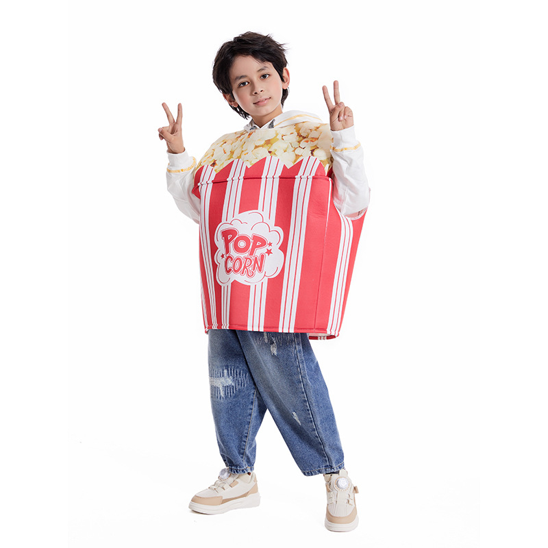 Kids Popcorn Costume Funny Food Cosplay Suit for Girls Boys Party Stage ...