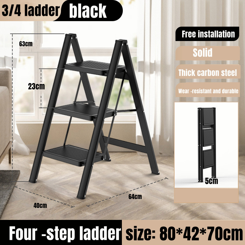 [ SG Ready Stock]Step Ladder 3 And 4 Steps Black Foldable Step Ladder ...