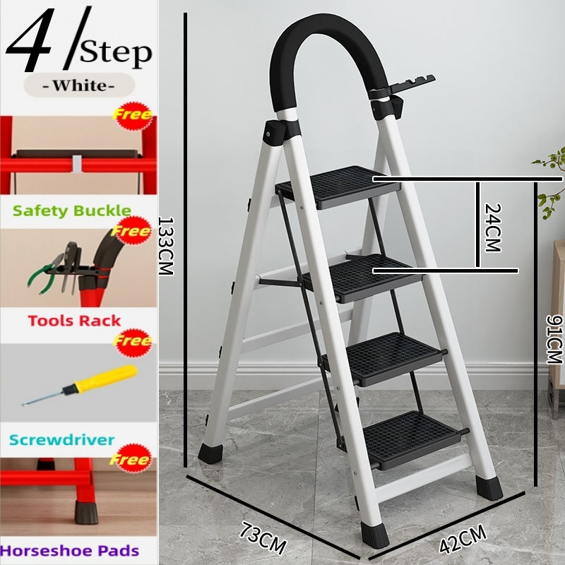 Household Indoor Foldable Ladder 3/4/5 Stool Step Ladder Space Saving ...
