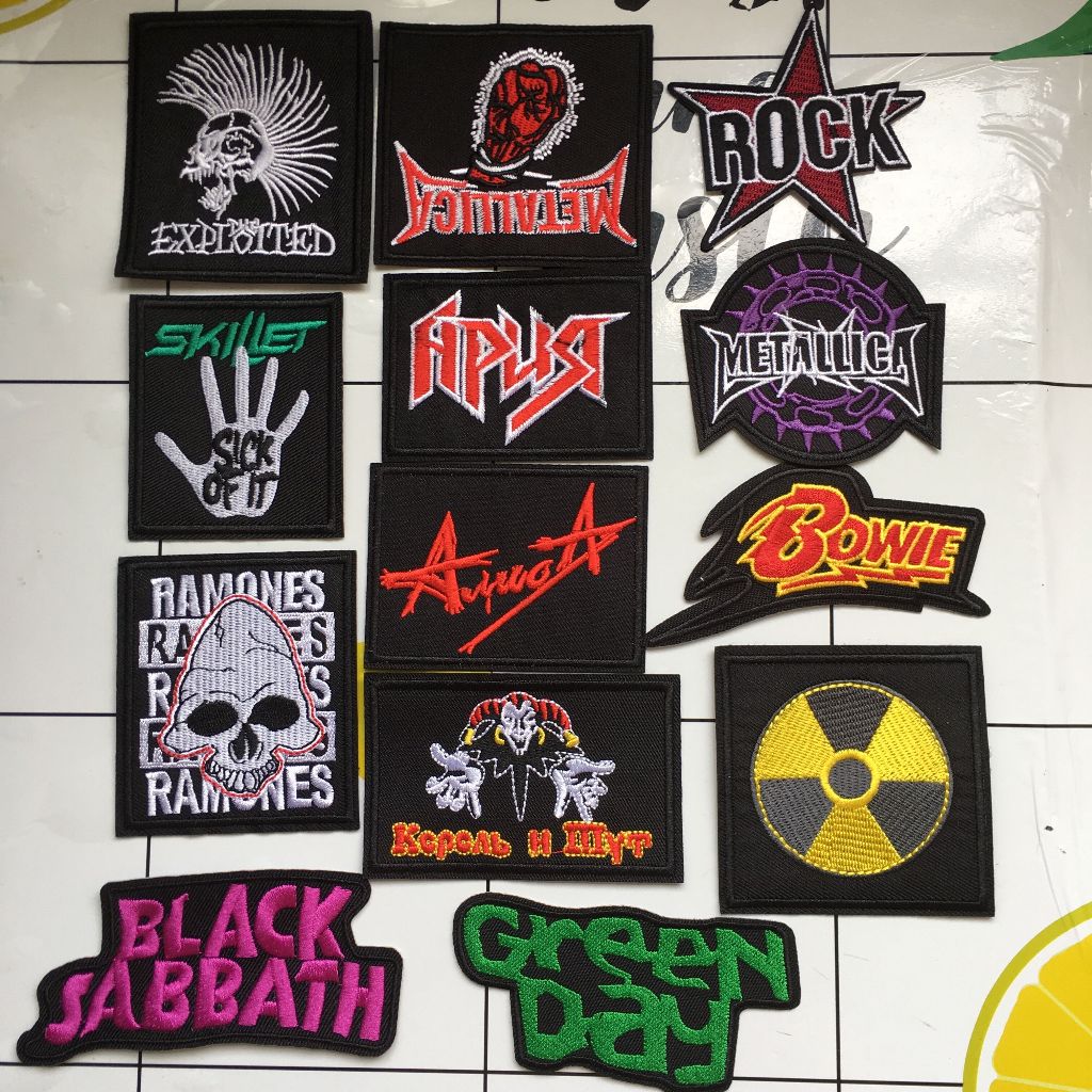 80's 90's Rock Band Music Metalica Bowie Green Day Sew On Iron On ...