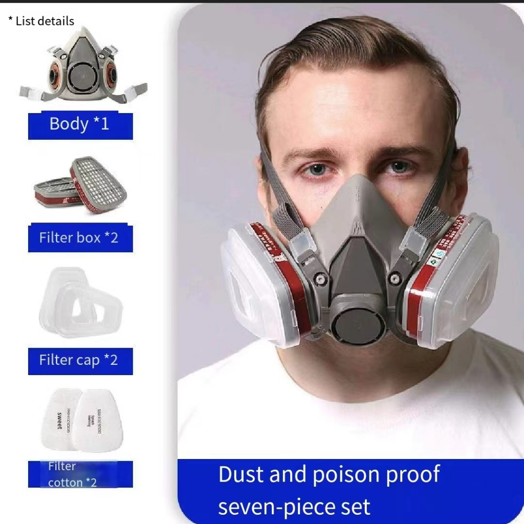 (Ready Stock)Industrial supplies seven-piece set 6200 gas mask dust ...