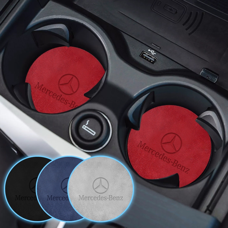 2pcs Car Logo Cup Holder Coaster Mat Suede Car Water Cup Anti-slip Pad ...