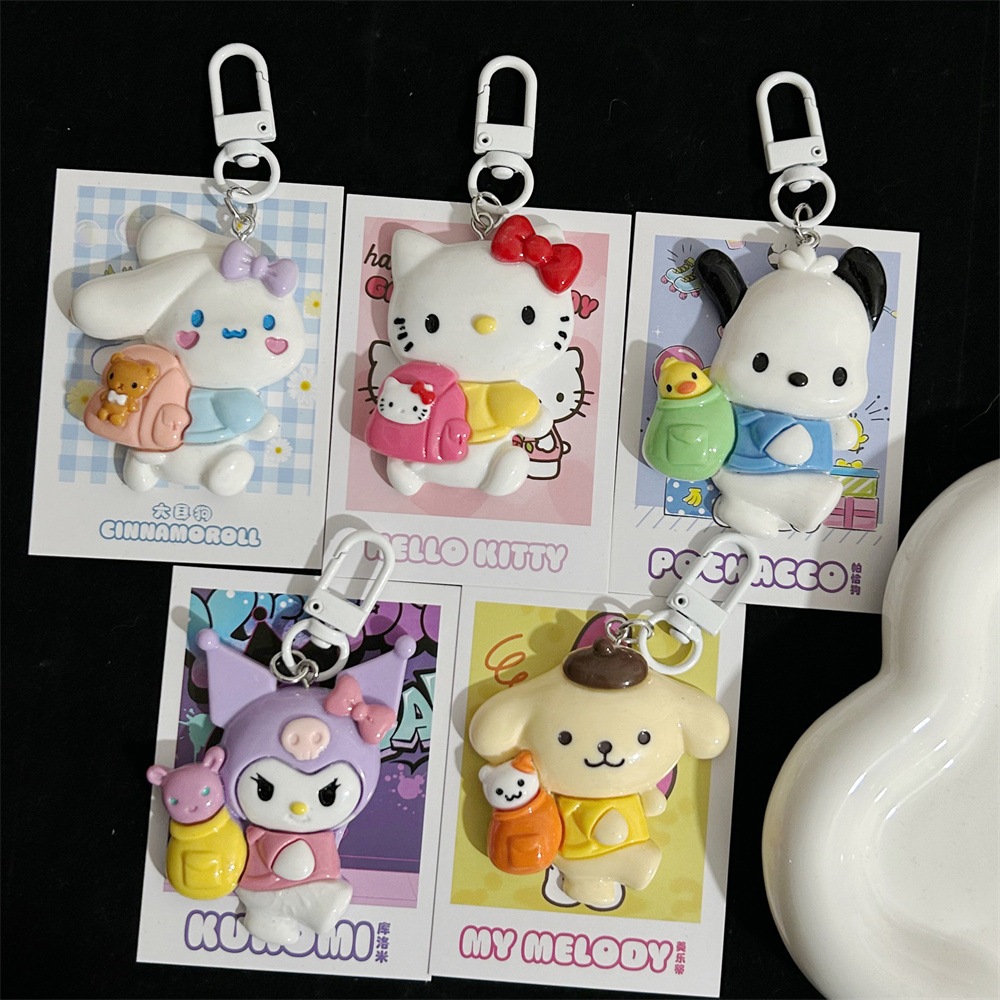 Sanrio Anime Hello Kitty Kuromi Keychain Cartoon Cinnamonroll Pochacco ...
