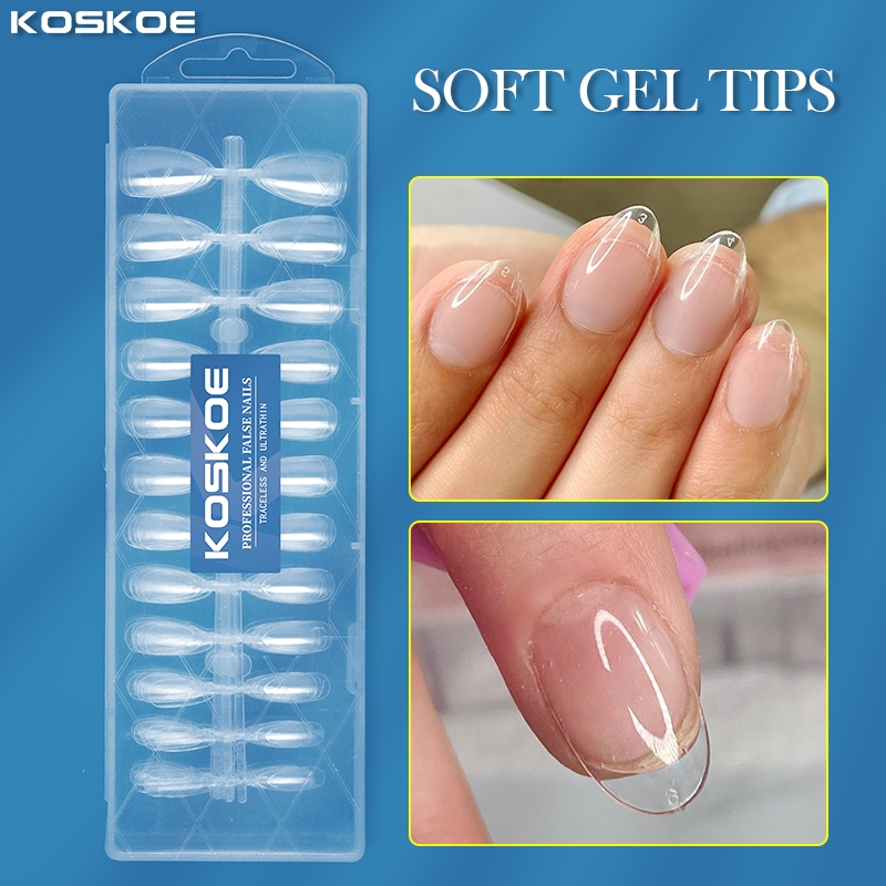240Pcs False Nails Transparent Full Cover UV Gel Nails Fake Tips ...