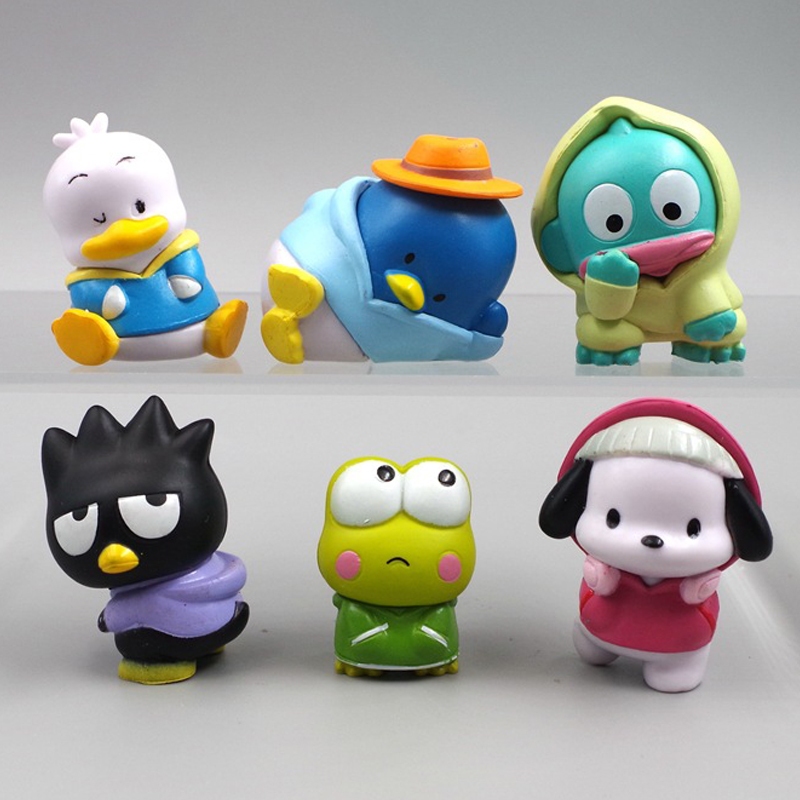 6Pcs/Set 3-4cm Sanrio Cartoon Anime Figure Pochacco Badtz-maru Keroppi ...