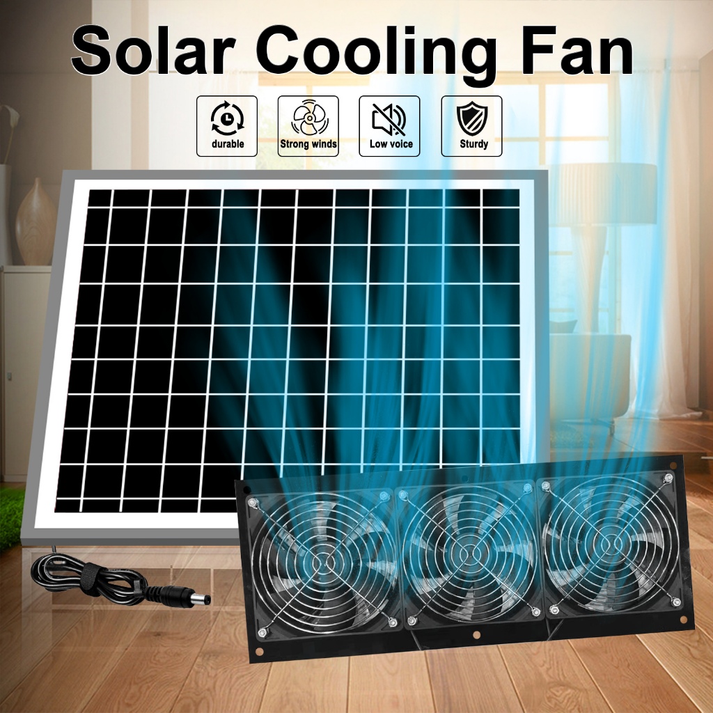 Solar DC 12V heat dissipation fan, household kitchen window, basement ...