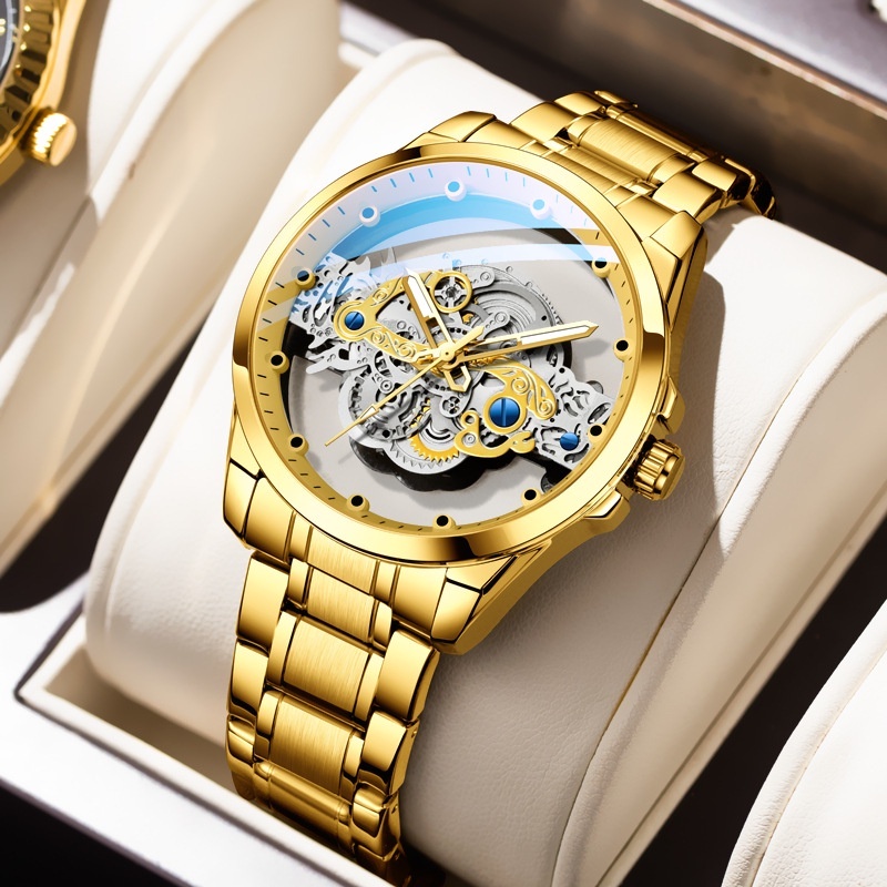 Men's Watch Double-sided Transparent Skeleton Mechanical Fully ...