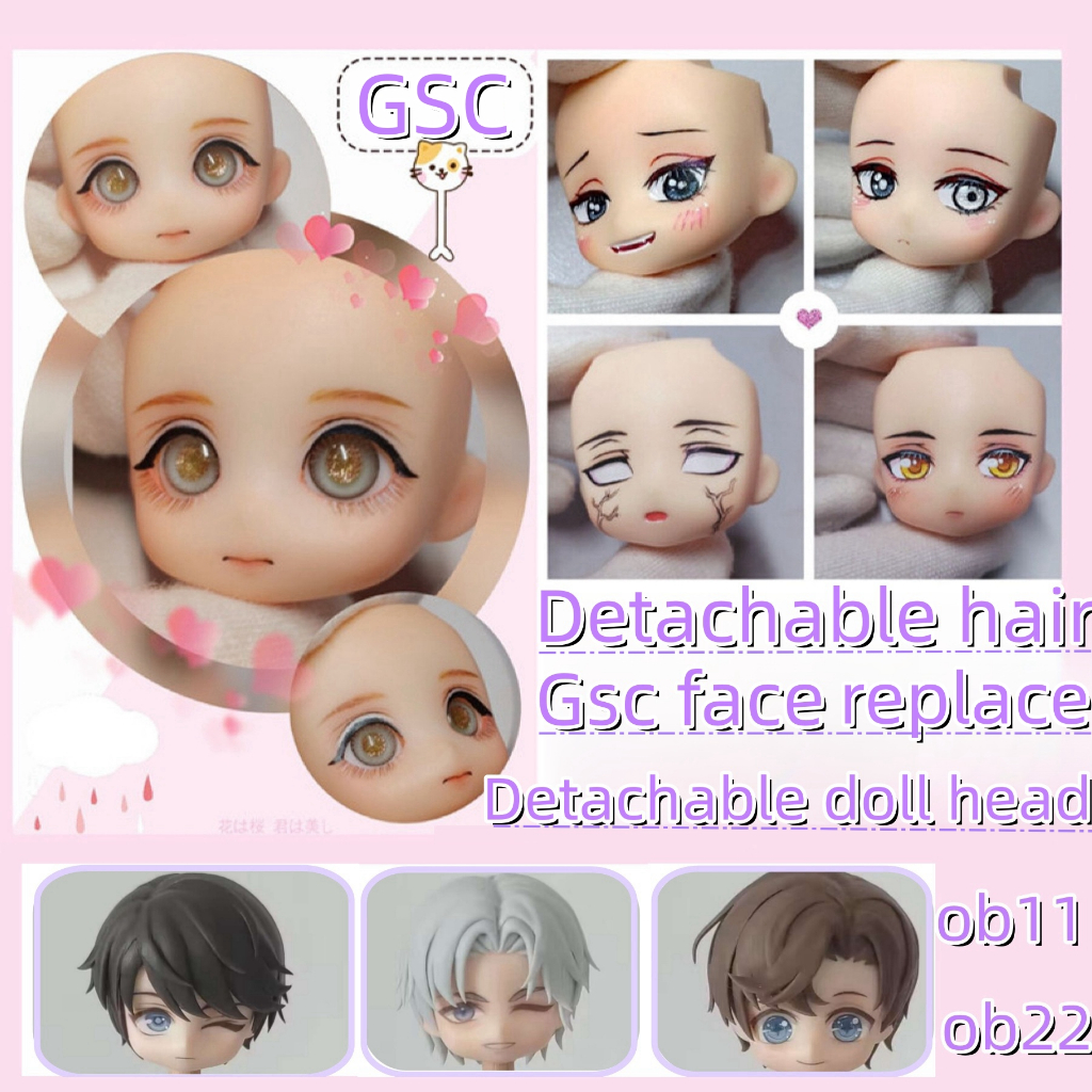 OB11 doll head customOb22 customization GSC Facial Painting Detachable hair doll head Clothing ...