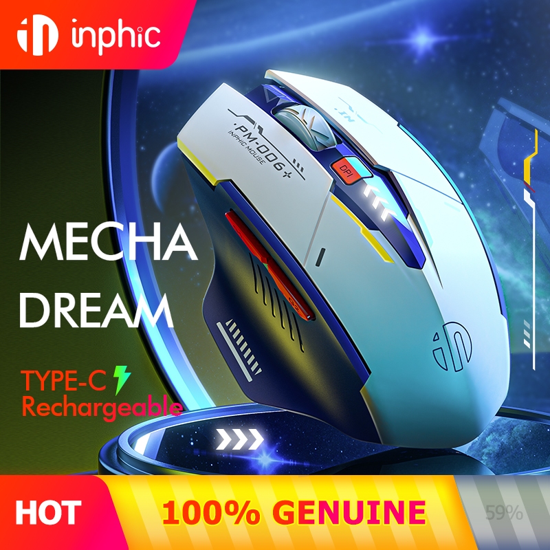 Inphic F9 2 4g Wireless Mouse Rechargeable Sci Fi Mecha Style Noiseless Clicks Mouse 2400dpi