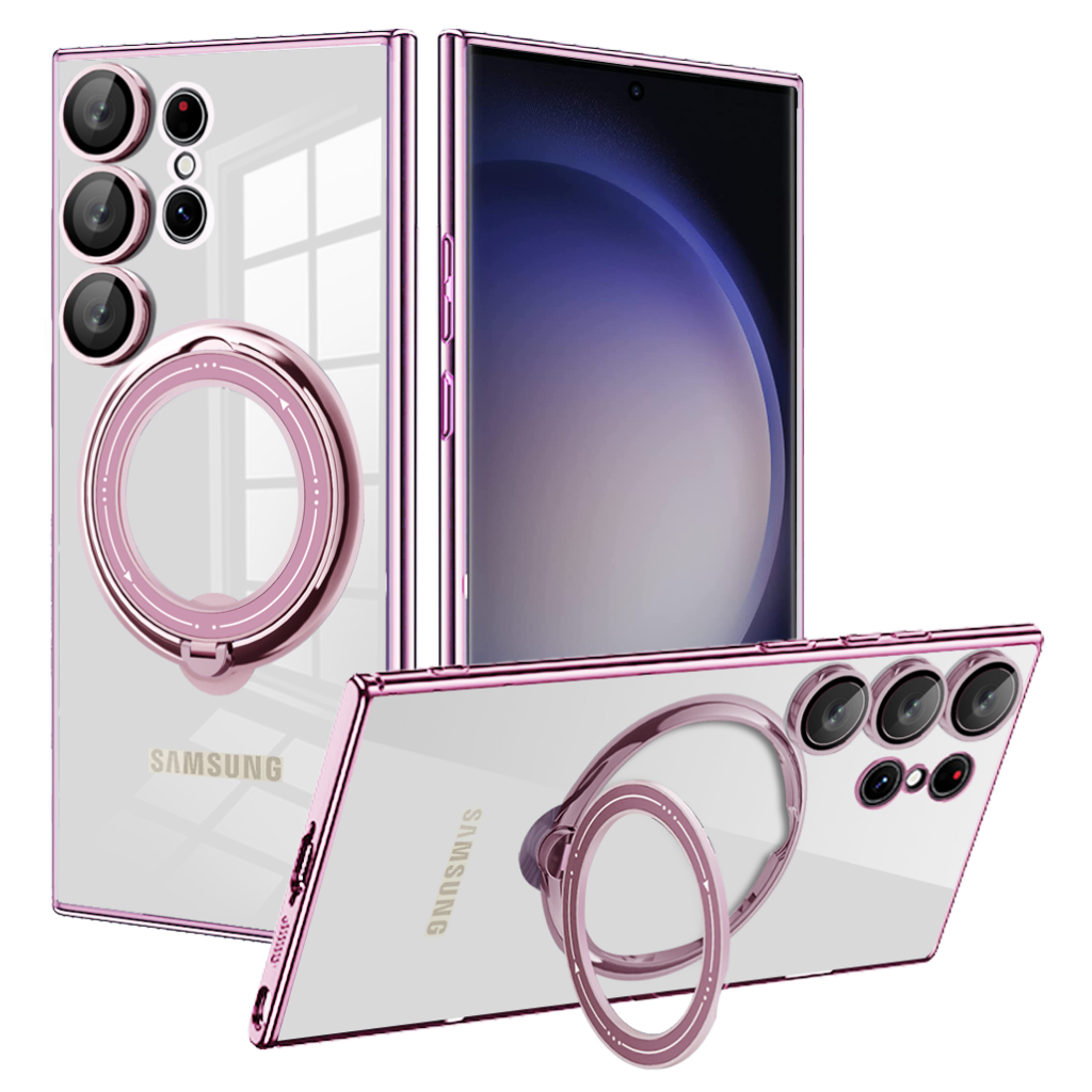 Magnetic Transparent Ring Stand Case For Samsung Galaxy S23 S22 Ultra ...