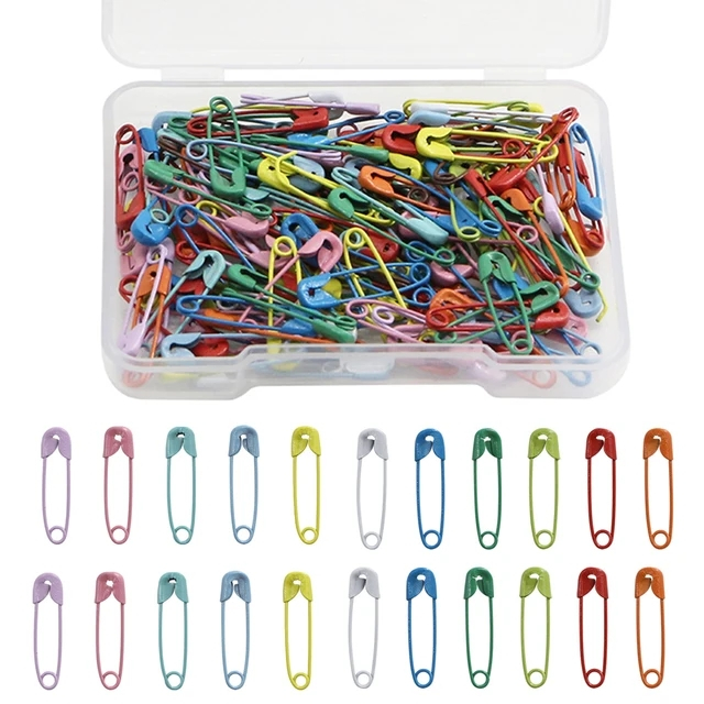 100Pcs 19*5mm Mini Safety Pins Colored Metal Safety Pins with Storage ...