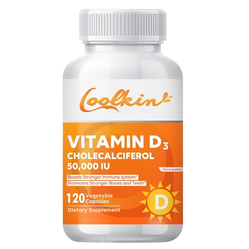 Vitamin D3 50,000 IU - 60/120 Vegetarian Capsules - Coolkin High Potency Gluten Free Non-GMO ...