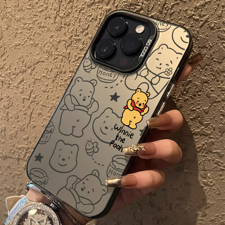 For iPhone 11/12/13/14/15 Pro max Case Silver Case Pooh Case For iPhone ...