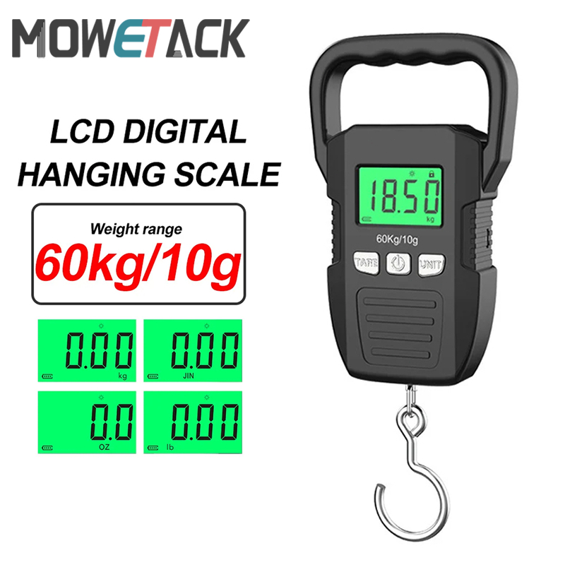 60kg/10g LCD Digital Hanging Scale Portable Battery/USB Charging Hook ...
