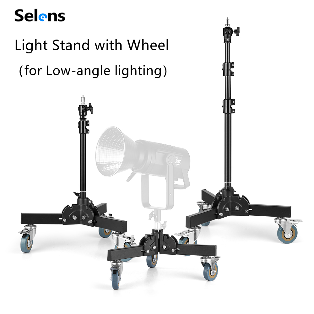 Selens Photography Floor Light Stand With Wheels Foldable Stand for ...