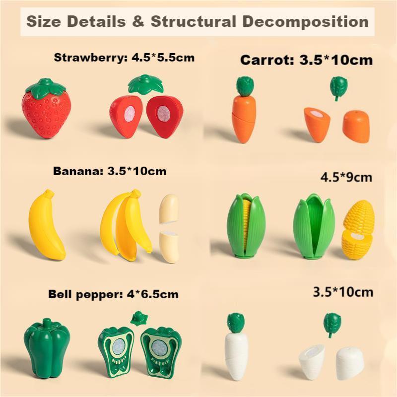 Children Pretend Toys Kitchen Fruits Vegetables Cutable Peelable ...