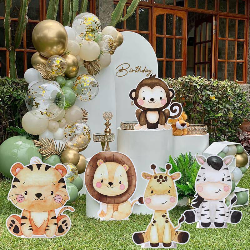 Wild One Standee For Birthday Balloons Jungle Safari Background Large ...
