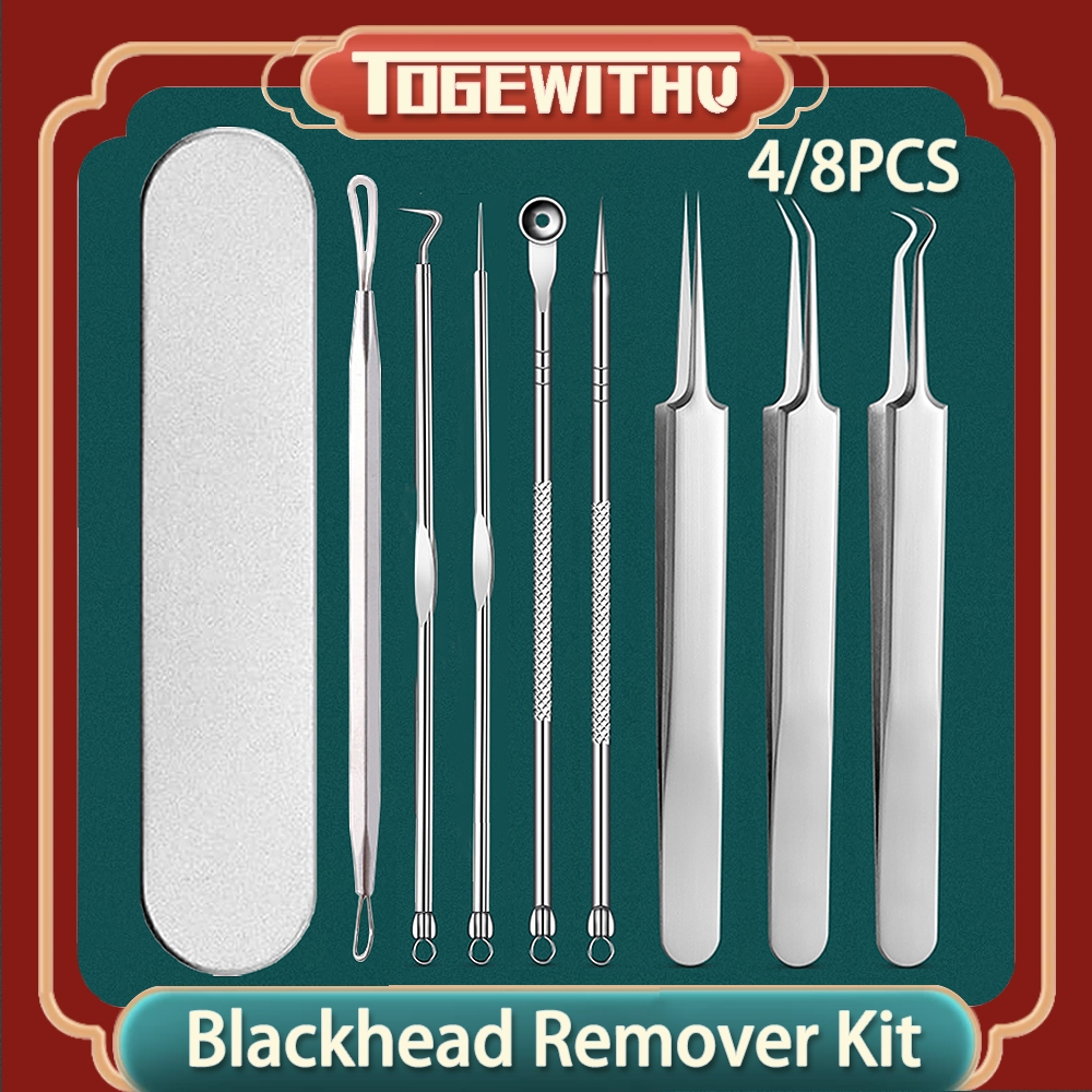 4PCS / 8PCS Blackhead Remover Kit, Comedone Pimple Extractor Tool Acne ...