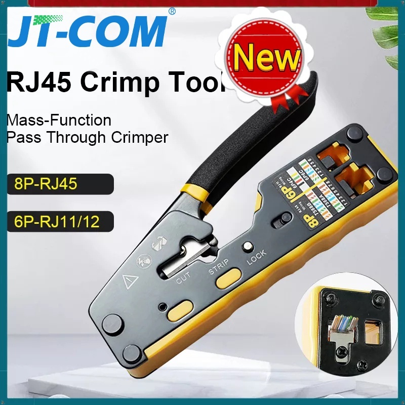 Cat6 Cat5 Cat5e 8P8C RJ45 Crimp Tool Pass Through Crimper Cutter ...