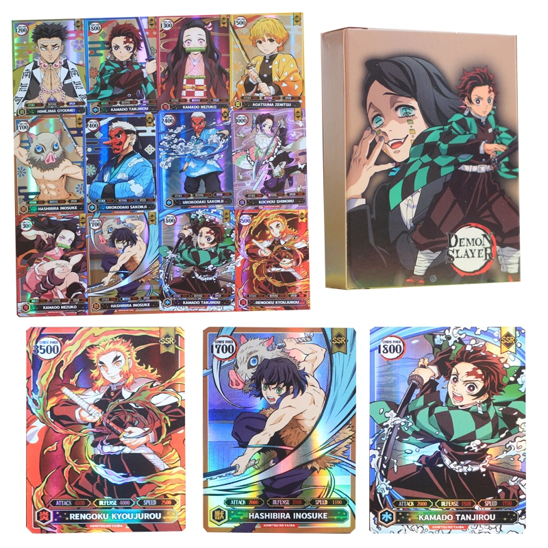 50Pcs/Pack Demon Slayer Flash Cards Tanjirou Nezuko SSR Rare Game ...