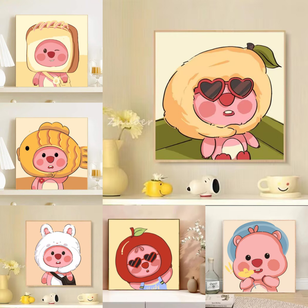 DROFE 20x20cm with frame child painting Paint by Numbers loopy oil ...