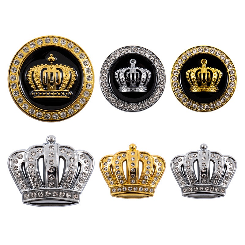 Crown Diamond Car Crown Gold Royal Sticker Wings Emblem Badge for ...