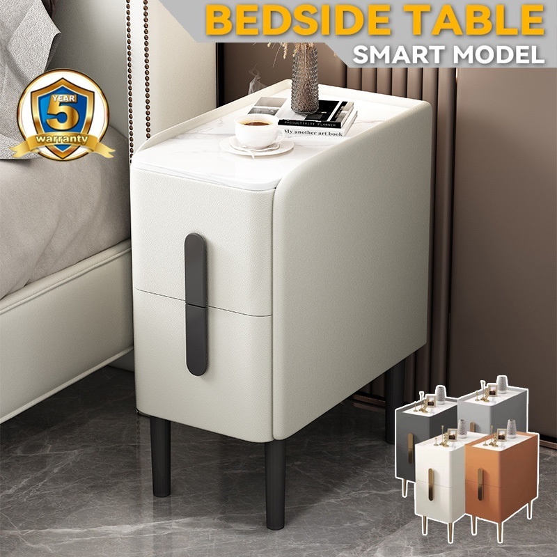 Bedside Table With Drawer Narrow Bedside Table Slate Rock Leather ...