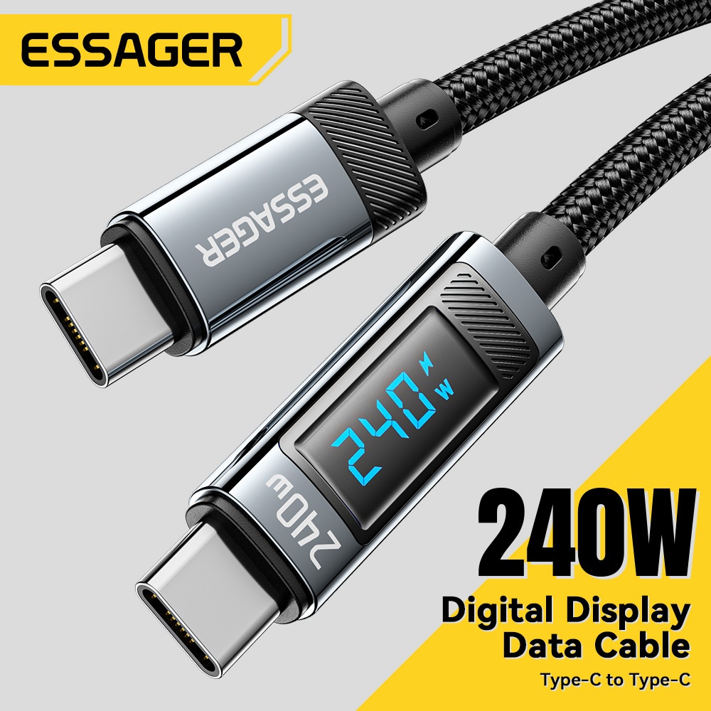 Essager 240w Type C To Type C Cable Digital Display PD 3.1 Fast Charging Cord For Laptop Phone ...