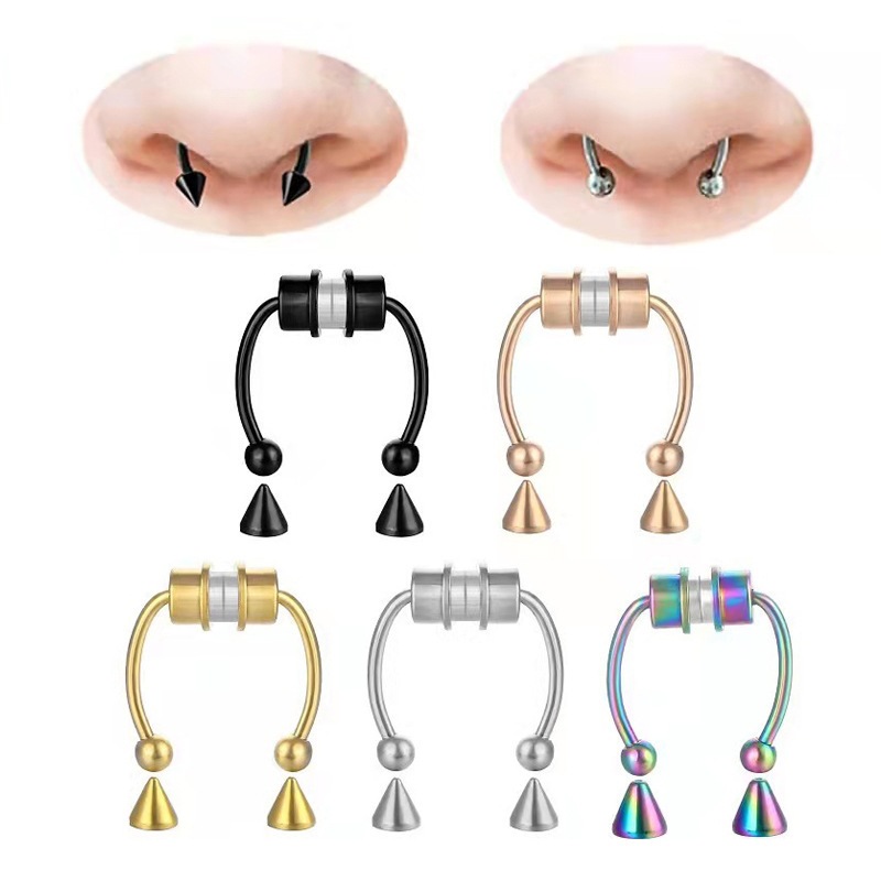 Stylish No-Piercing Nose Clip Stainless Steel Fake Nose Stud in Various ...
