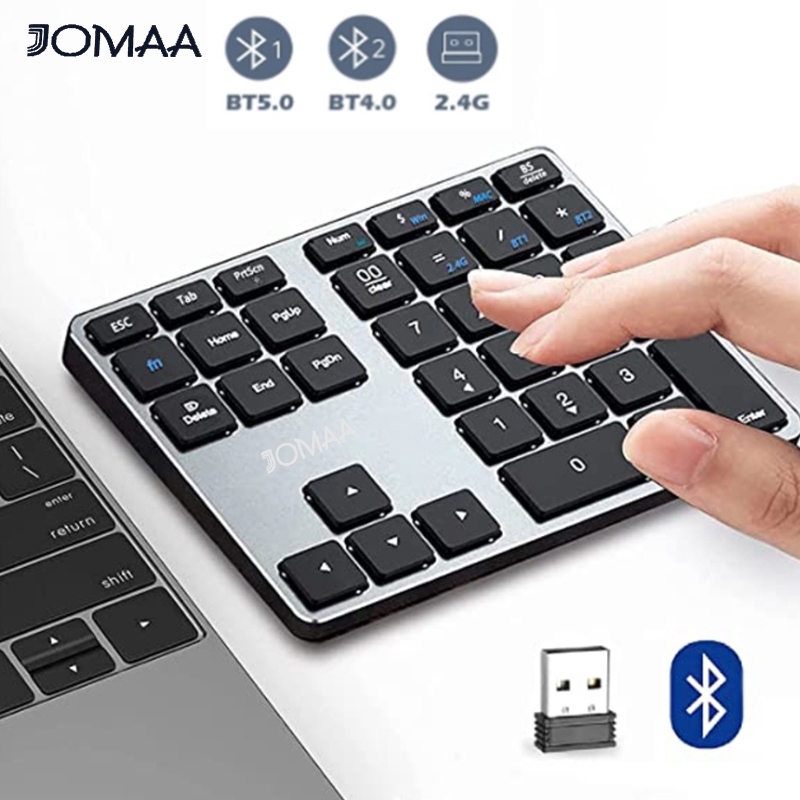 JOMAA Bluetooth 2.4G Number Pad Multi-Device Wireless Numeric Keypad ...