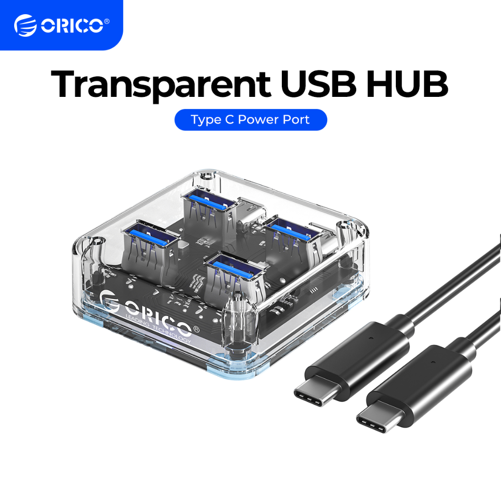 ORICO USB HUB Transparent 4 Port USB Splitter Switch USB3.0 5Gbps High Speed for Moblie Phone ...