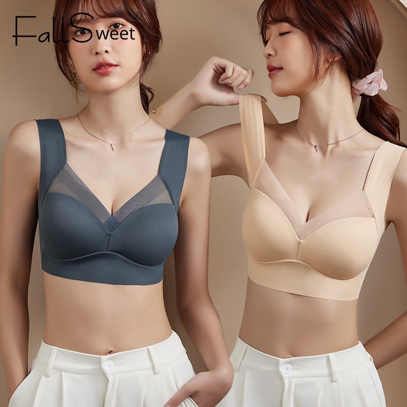 Fallsweet Women Seamless Bra Plus Size Backless Bras Push Up Wireless