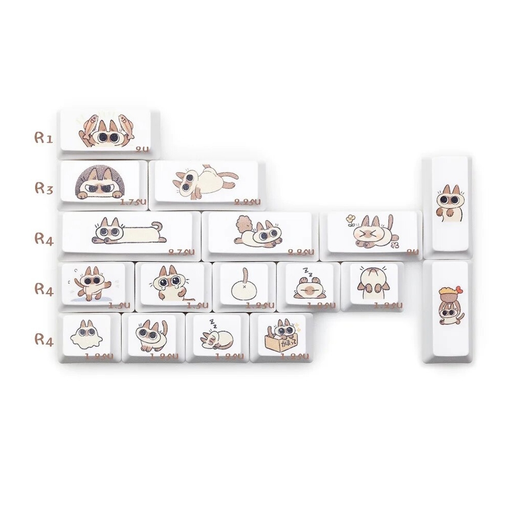 CUTE LITTLE SIAMESE CAT KEYCAP KITTY MEME KEYCAP DYE SUBBED KEYCAPS FOR ...
