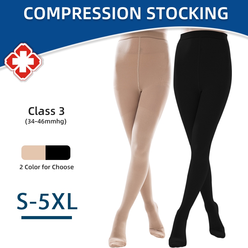 S-5XL Plus Size 34-46mmHg Medical Compression Pantyhose Stockings ...